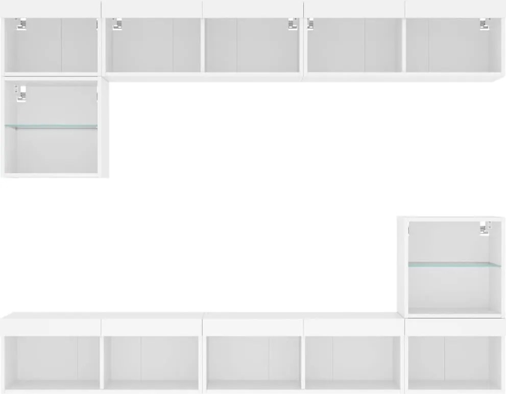 8dílná obývací stěna s LED osvětlením bílá kompozitní dřevo 3216668