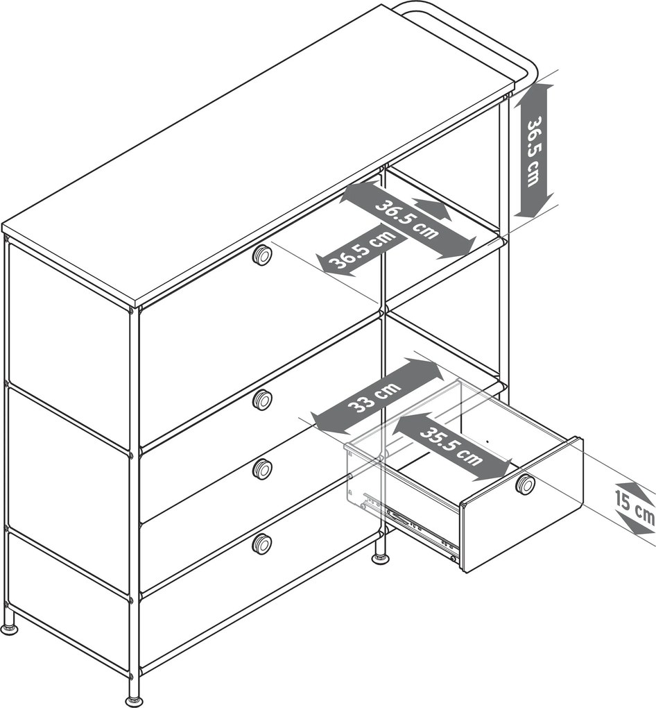 Tchibo - Kovová odkládací skříňka »Cn3« s dřevěnou deskou - barva: bílá