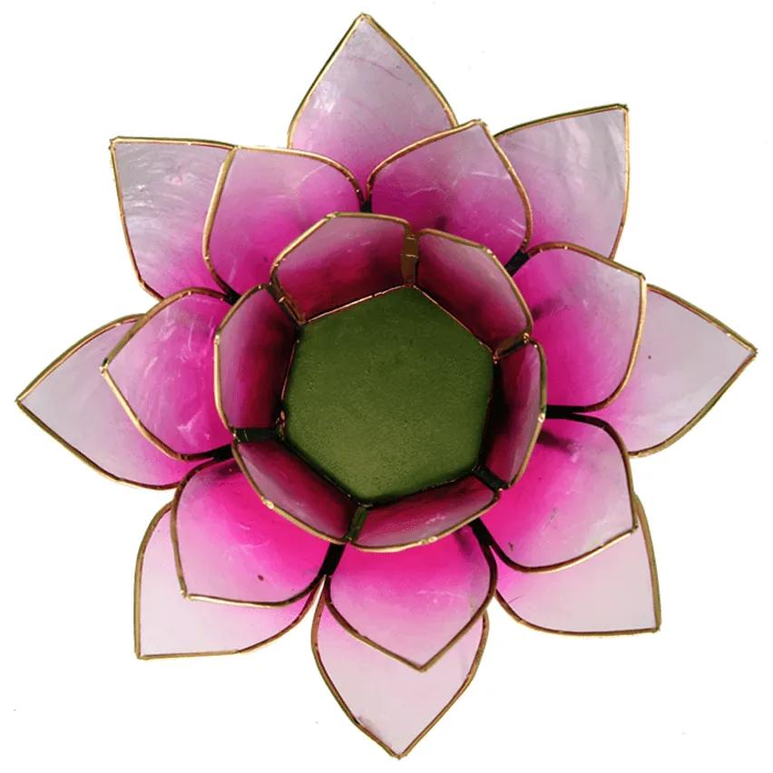 Milujeme Kameny Svícen - lotosový květ - růžovo-bílý - velký