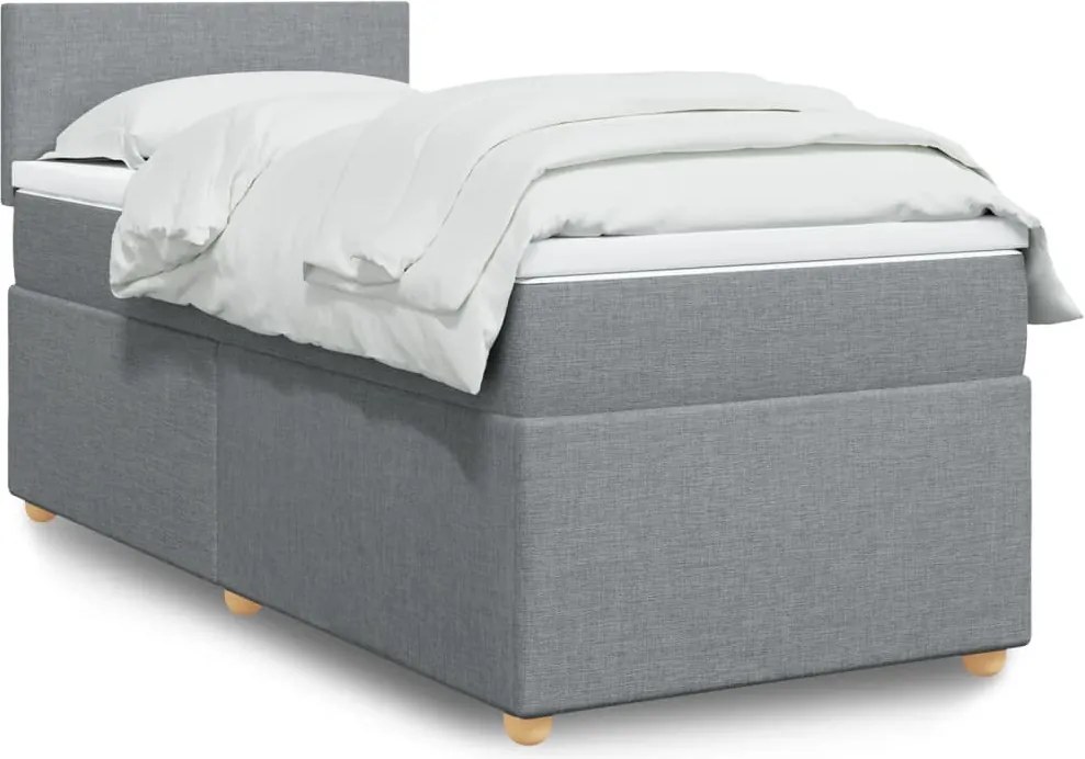 Box spring postel s matrací světle šedý 100 x 200 cm textil 3286584