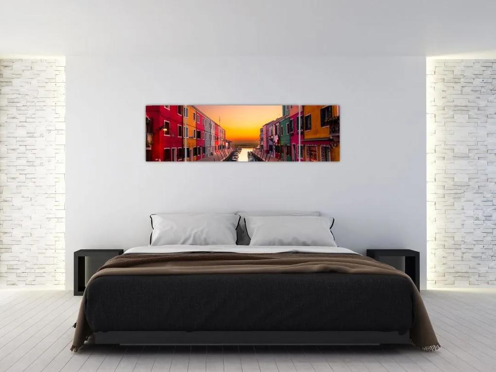 Obraz - Západ slunce, ostrov Burano, Benátky, Itálie (170x50 cm)