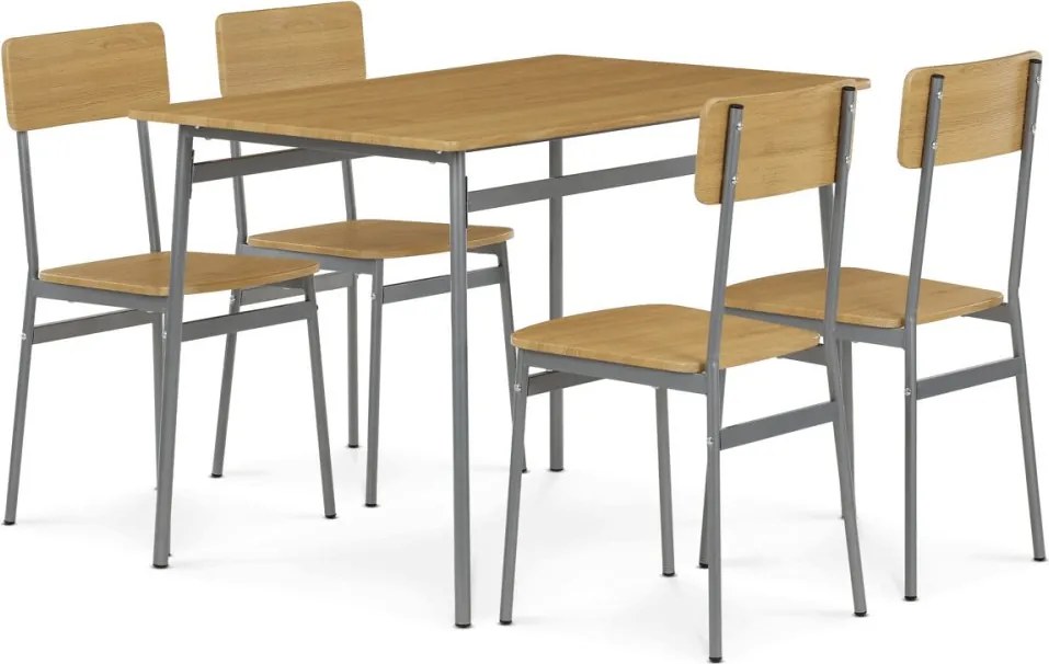 Jídelní set s 4 židlemi AUT-O2156 OAK, mdf, divoký dub (110 x 70) cm hnědá