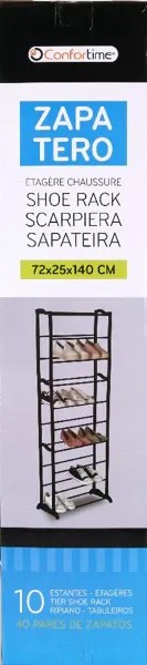 CONFORTIME Kovový botník na 40 párů bot, šetří místo, 72x25x140 cm, černý ZAPA
