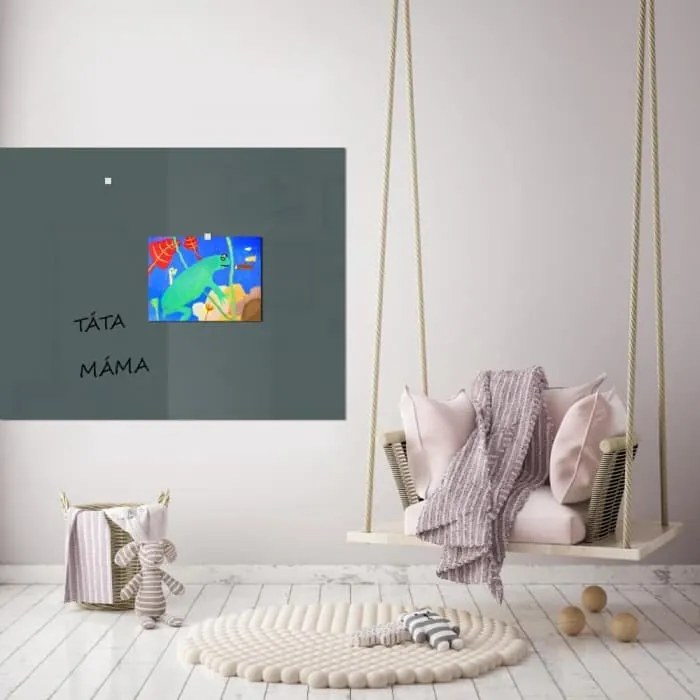 Šedá antracitová skleněná magnetická tabule pro děti Smatab® - 100 x 65 cm