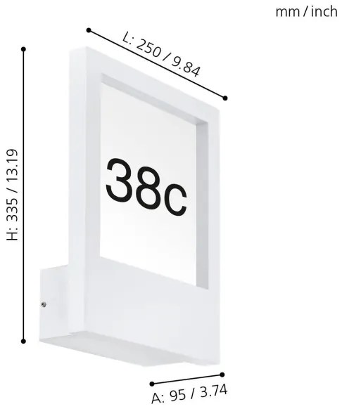 Eglo 98143 - Domovní číslo MONTEROS 1xE27/28W/230V bílá IP44