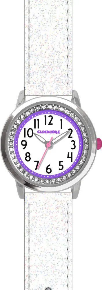 CLOCKODILE Bílé třpytivé dívčí dětské hodinky s kamínky SPARKLE CWG5121