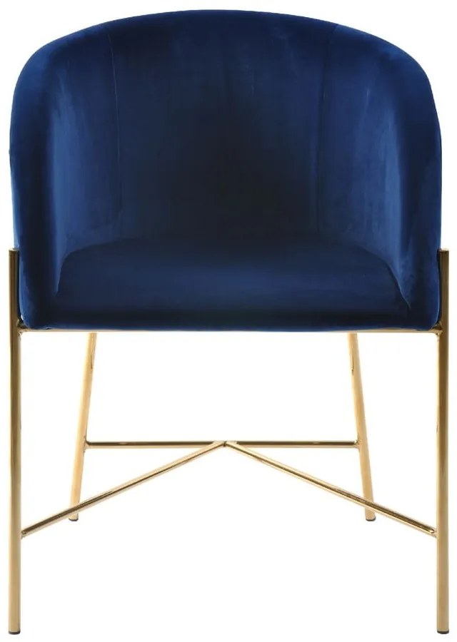 Tmavě modrá židle s nohami ve zlaté barvě Interstil Nelson