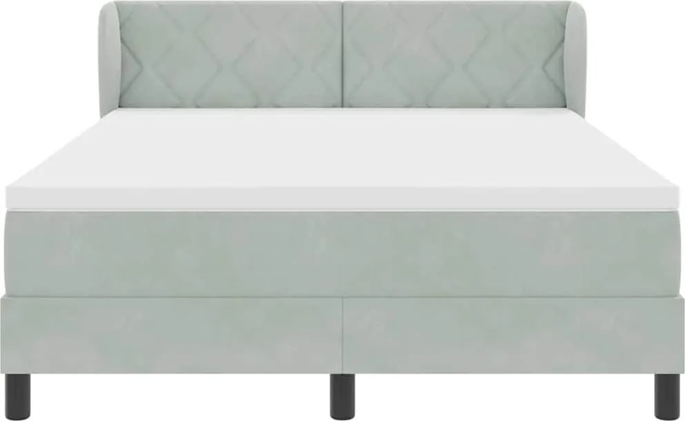 Postel s boxspringem s čelo Světle šedá 140 x 190 cm samet 3340436