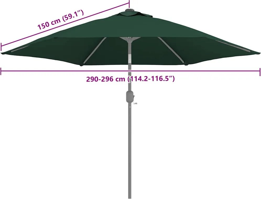 Náhradní potah na zahradní slunečník zelený 300 cm 313794