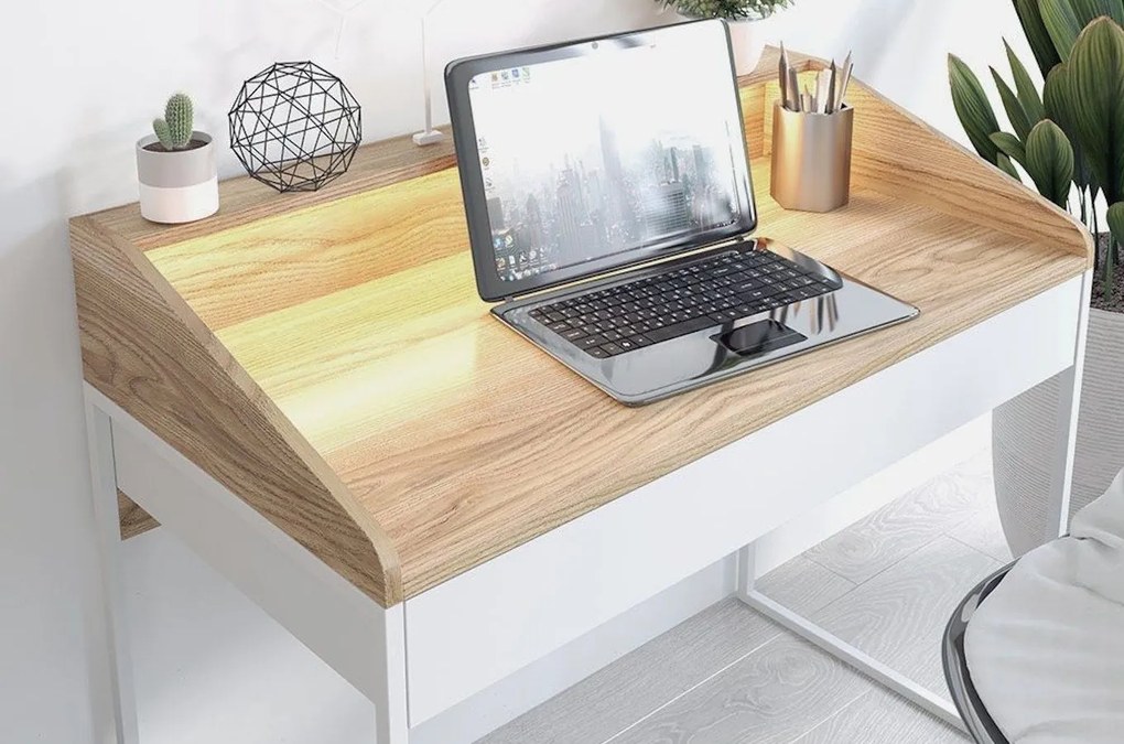 Dancan Moderní psací stůl FINAN s osvětlením
