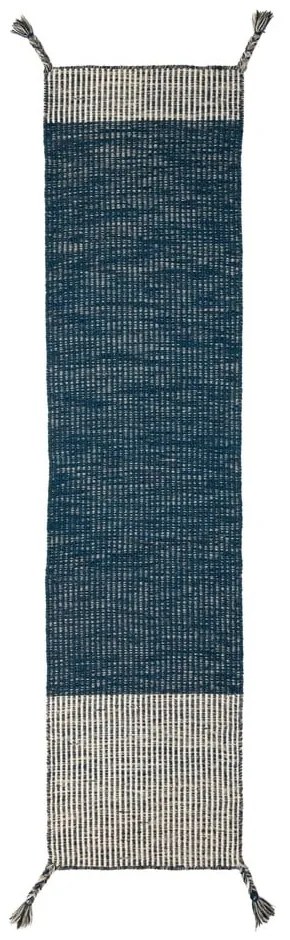 Modrý vlněný běhoun Flair Rugs Anu, 60 x 200 cm