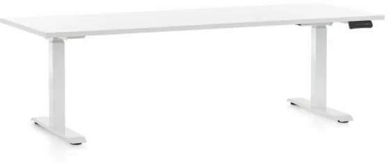 Výškově nastavitelný stůl OfficeTech C, 200 x 80 cm, bílá podnož