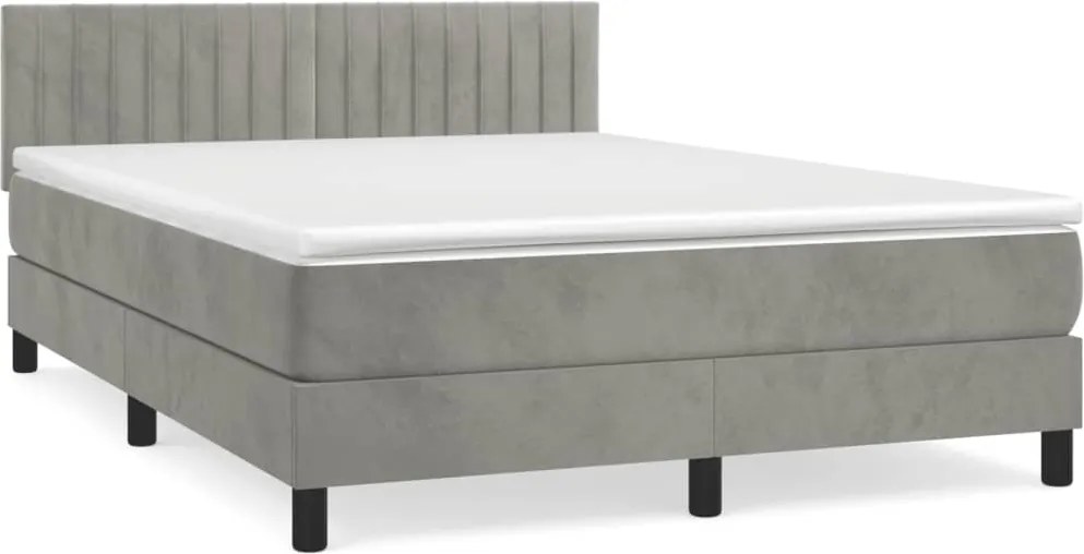 Box spring postel s matrací světle šedá 140x190 cm samet 3141419