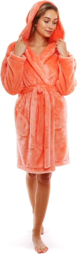 Krátký župan s kapucí Lilly extra one size lososový 33 20 2251 - L/XL