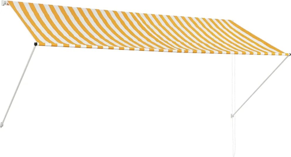 Zatahovací markýza žluto-bílá 300 x 150 cm 143755