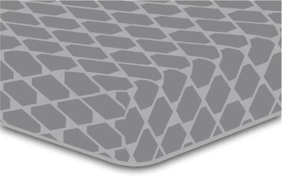 Šedé elastické prostěradlo se vzorem DecoKing Rhombuses, 200 x 220 cm