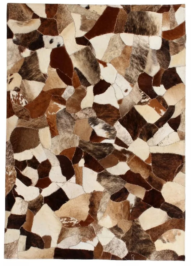 Koberec Bluff - patchwork - pravá kůže - hnědobílý | 80x150 cm
