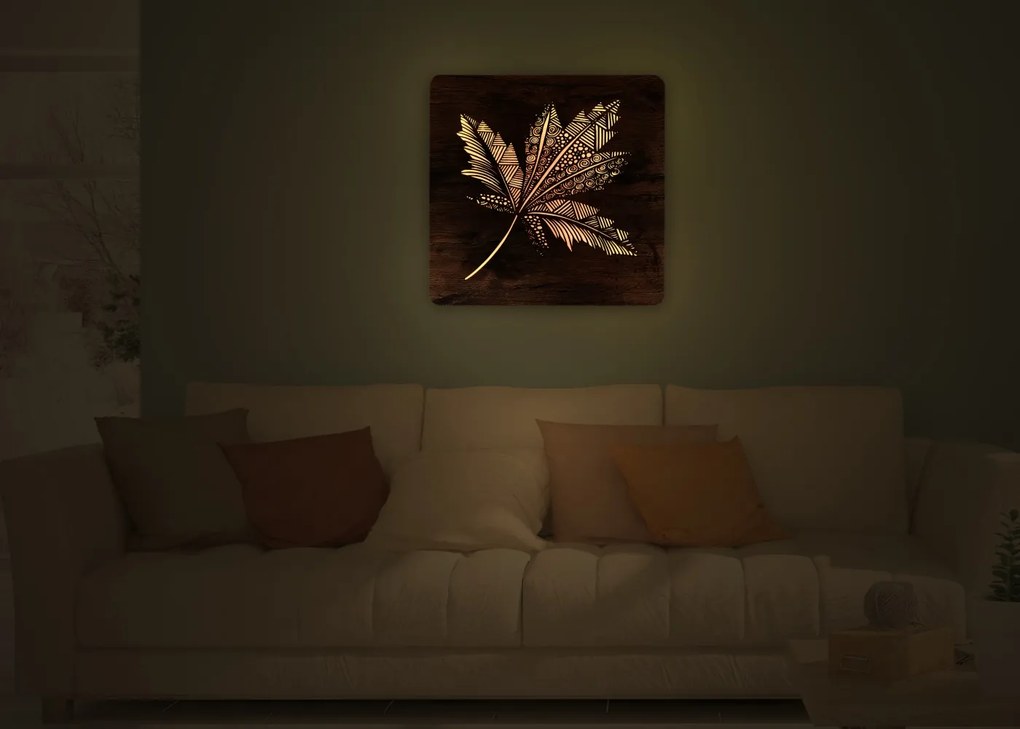 Li-Go "List javoru" světelný obraz 230V 62x62cm provedení povrchu: dub světlý
