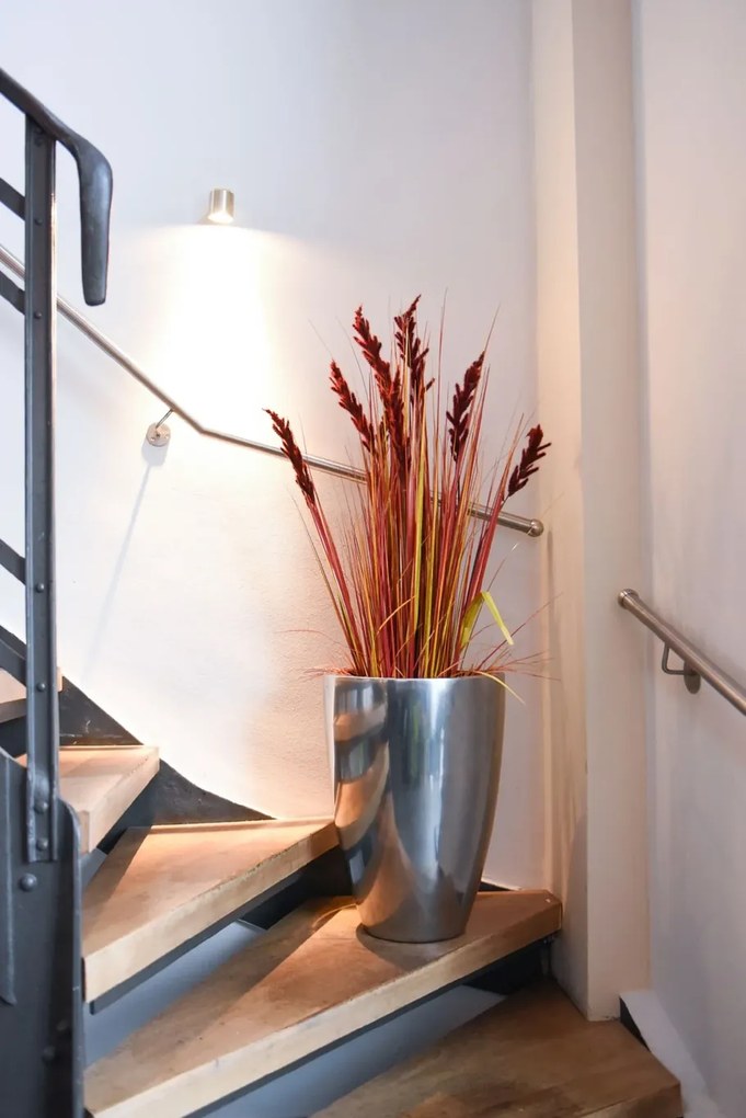 Luxusní květináč OPALA, sklolaminát, výška 55 cm, stříbrná metalíza