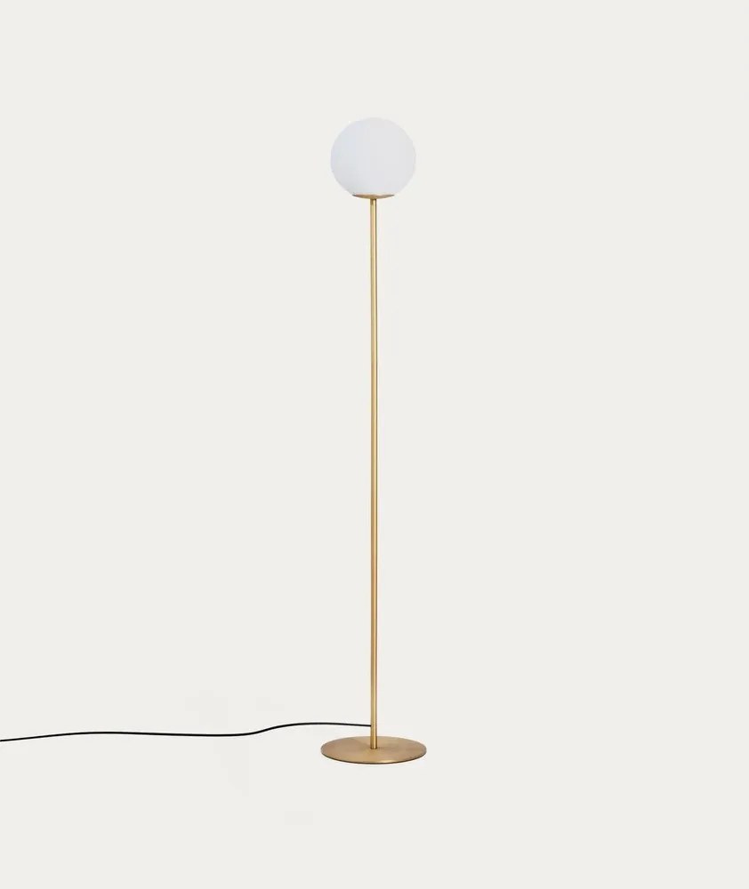 Bílá/ve zlaté barvě stojací lampa se skleněným stínidlem (výška 155 cm) Brisia – Kave Home