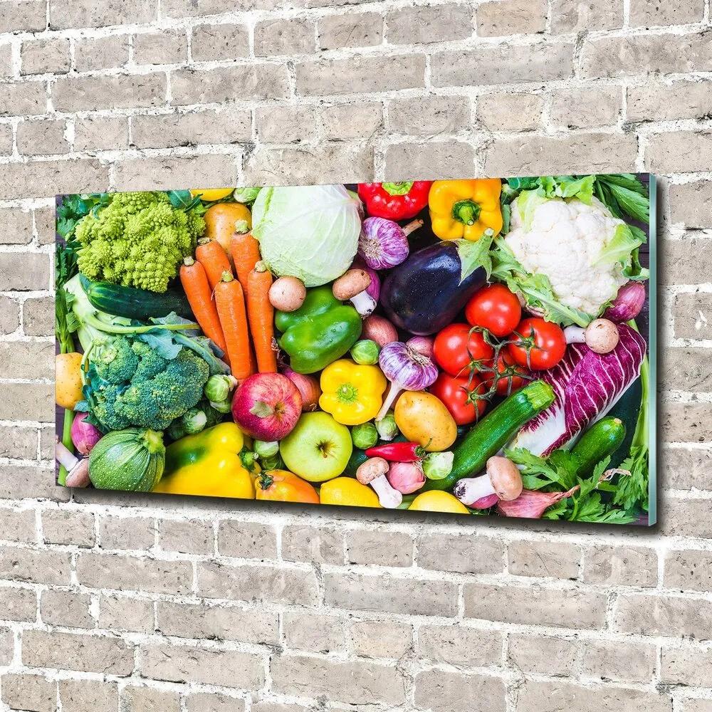 Wallmuralia Foto obraz skleněný horizontální Barevná zelenina 140x70 cm