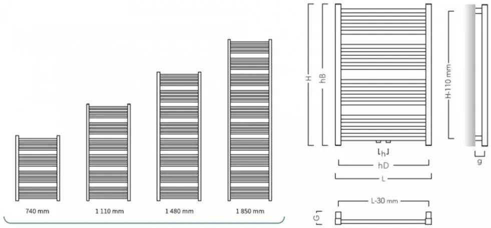 Instalprojekt Koupelnový radiátor STICK bílá barva Barva radiátoru - Bílá, Rozměr radiátoru - 400 × 1110 mm, výkon 452 W, Typ připojení - Středové 50 mm RADSTI401135SP