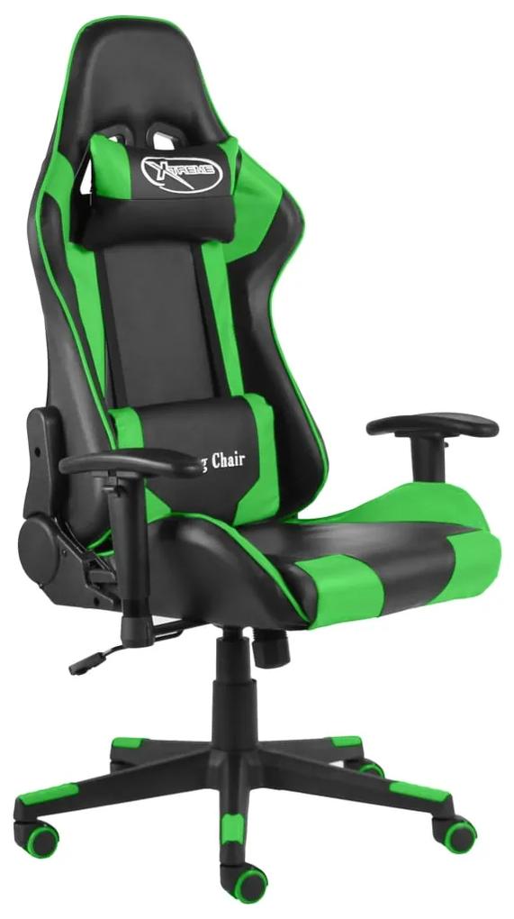 Otočná herní židle zelená PVC,  20493
