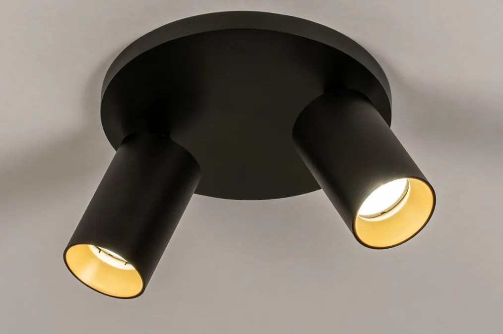 Stropní svítidlo do ložnice Average Spot Black and Gold 2 Round