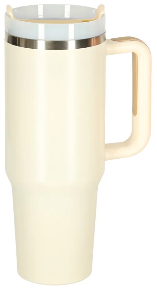 Creative Corner Termohrnek s brčkem a rukojetí termoska 1200ml krémová