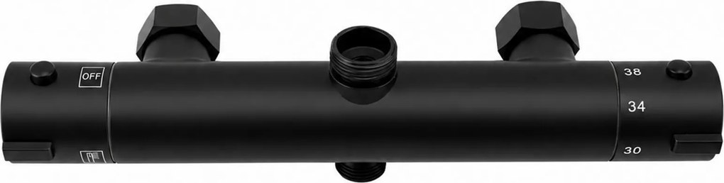 Erga Dubaj, sprchový set s termostatickou baterií a hlavovou sprchou 30 cm, černá matná, ERG-YKA-BP.DUBAJ-THERM-30-BLK