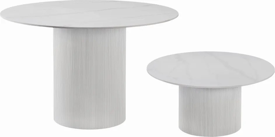 Konferenční stolek, bílý mramor/MDF, průměr 80 cm, MAHIR TYP 1