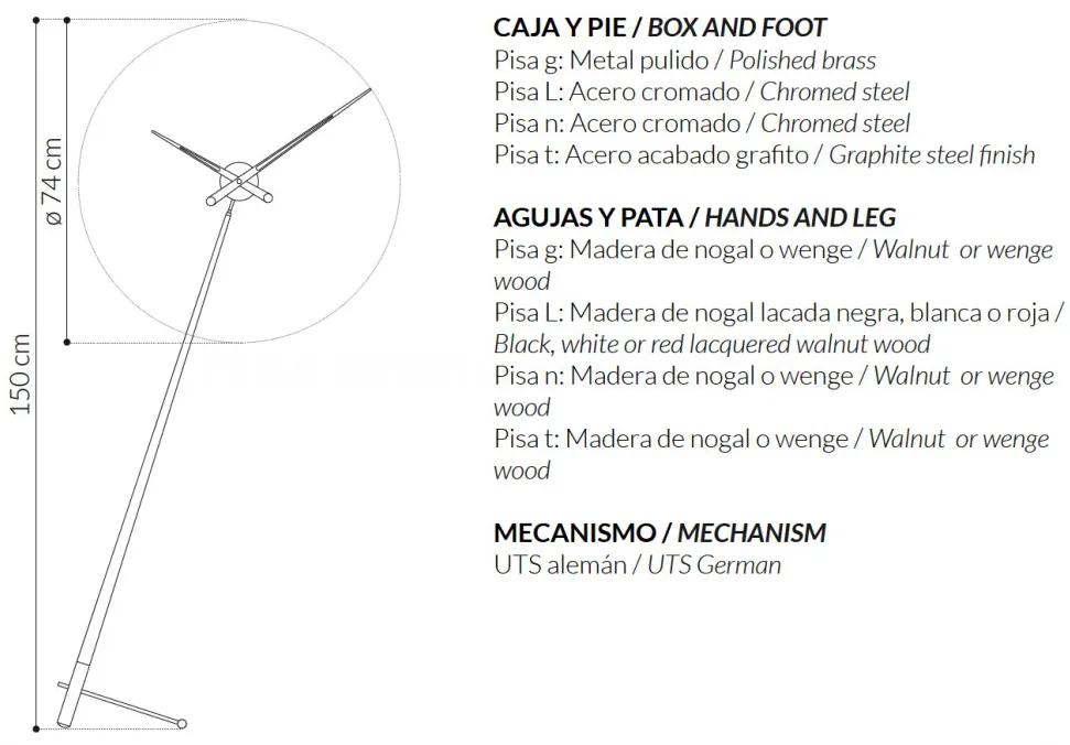 Designové podlahové hodiny Nomon Pisa Graphite 150cm