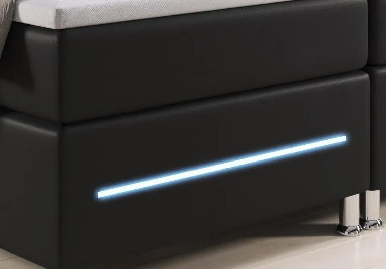 M&B postele Boxspring postel SEJOUR bez úložného prostoru s LED Velikost postele: 160 × 200 cm, Výběr matrace: Taštičková zónová matrace - měkká (70–…