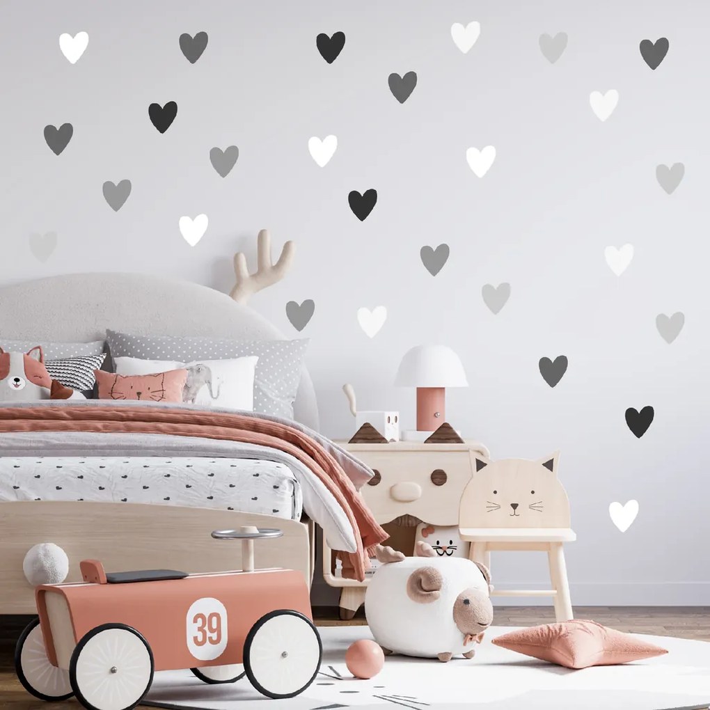 PIPPER. Textilní nálepka na zeď "Srdíčka" 60x60cm Barva: Modré barvy