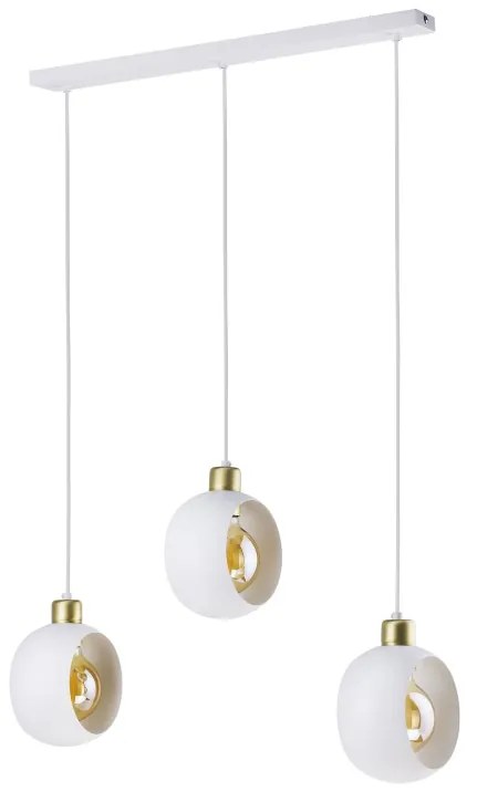 TK LIGHTING Lustr - CYKLOP 2743, 230V/15W/3xE27, bílá/zlatá