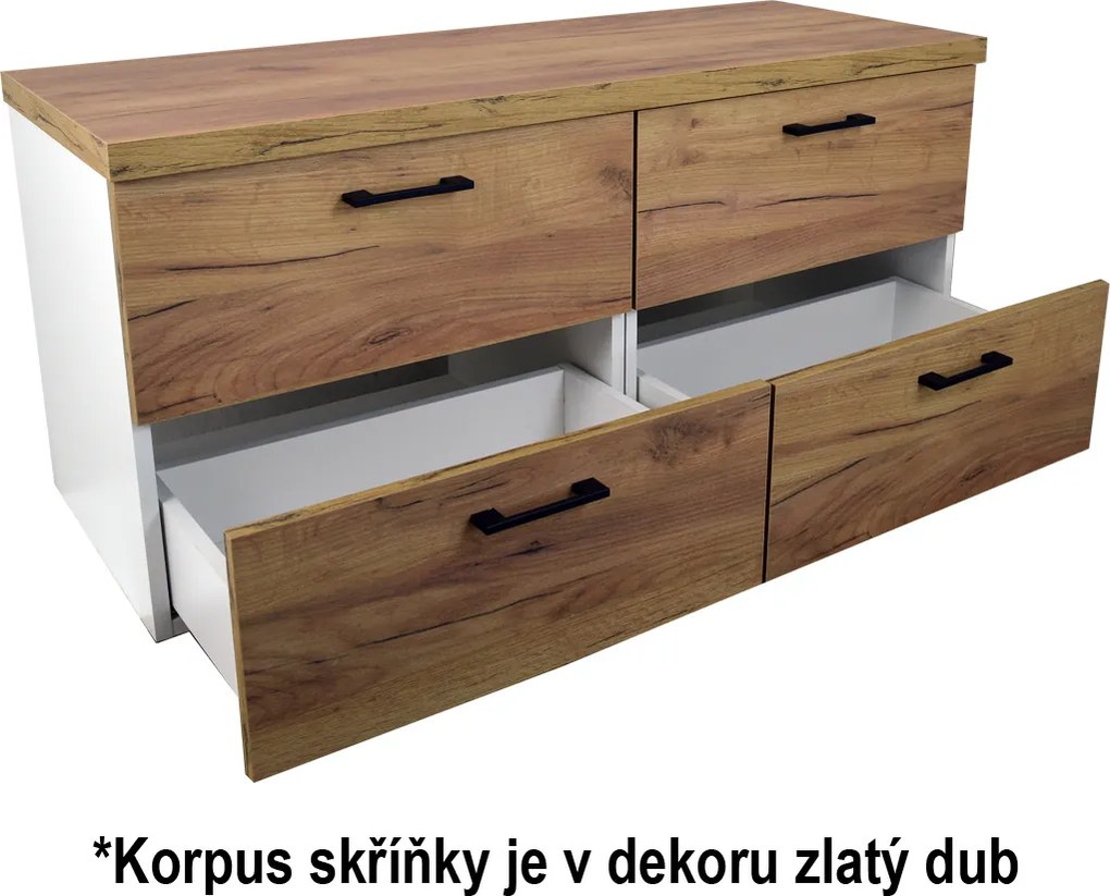 Comodo Koupelnová skříňka pod deskové umyvadlo Agria GO 120-HD - zlatý dub/zlatý dub