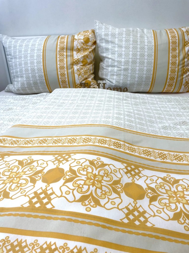 Bavlněné povlečení Angelika gold TiaHome - 1x Polštář 90x70cm, 1x Přikrývka 140x220cm