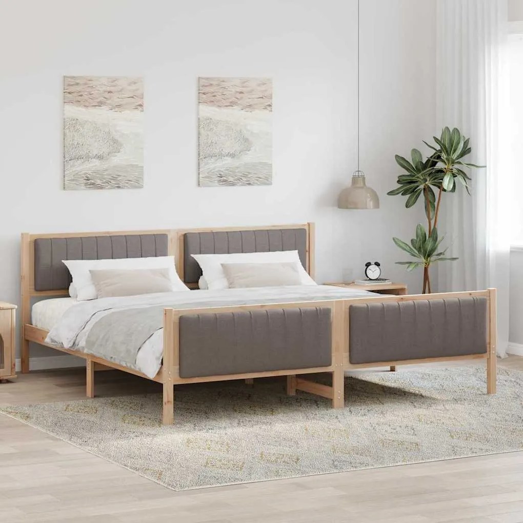 Rám postele Hnědá a taupe 200 x 200 cm Masivní borovicové dřevo 3394301