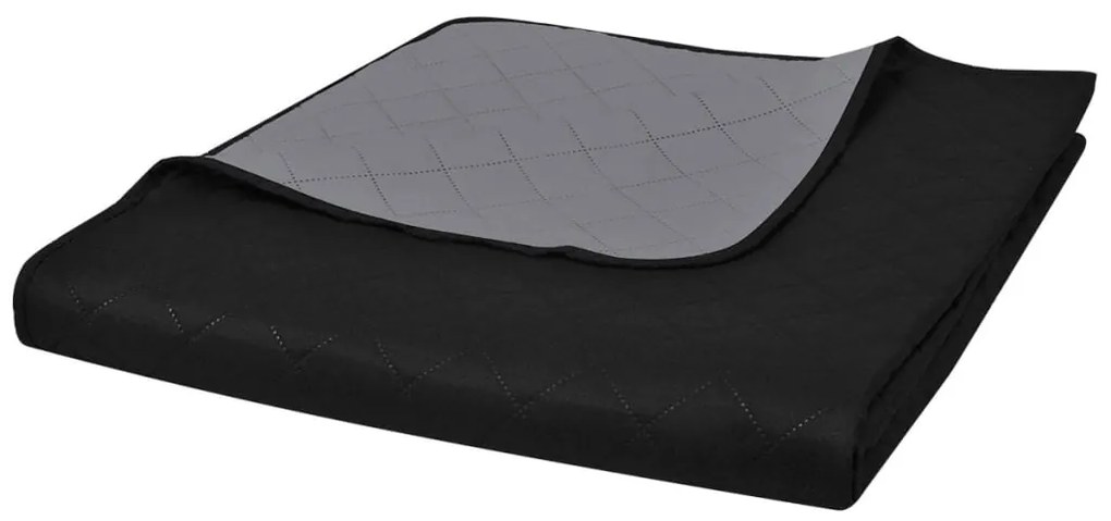 130883 vidaXL Oboustranný prošívaný přehoz na postel černo-šedý 170 x 210 cm