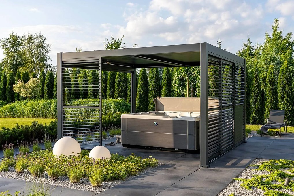 Pergola elektrická PRIME s osvětlením - modulární 400 x 400