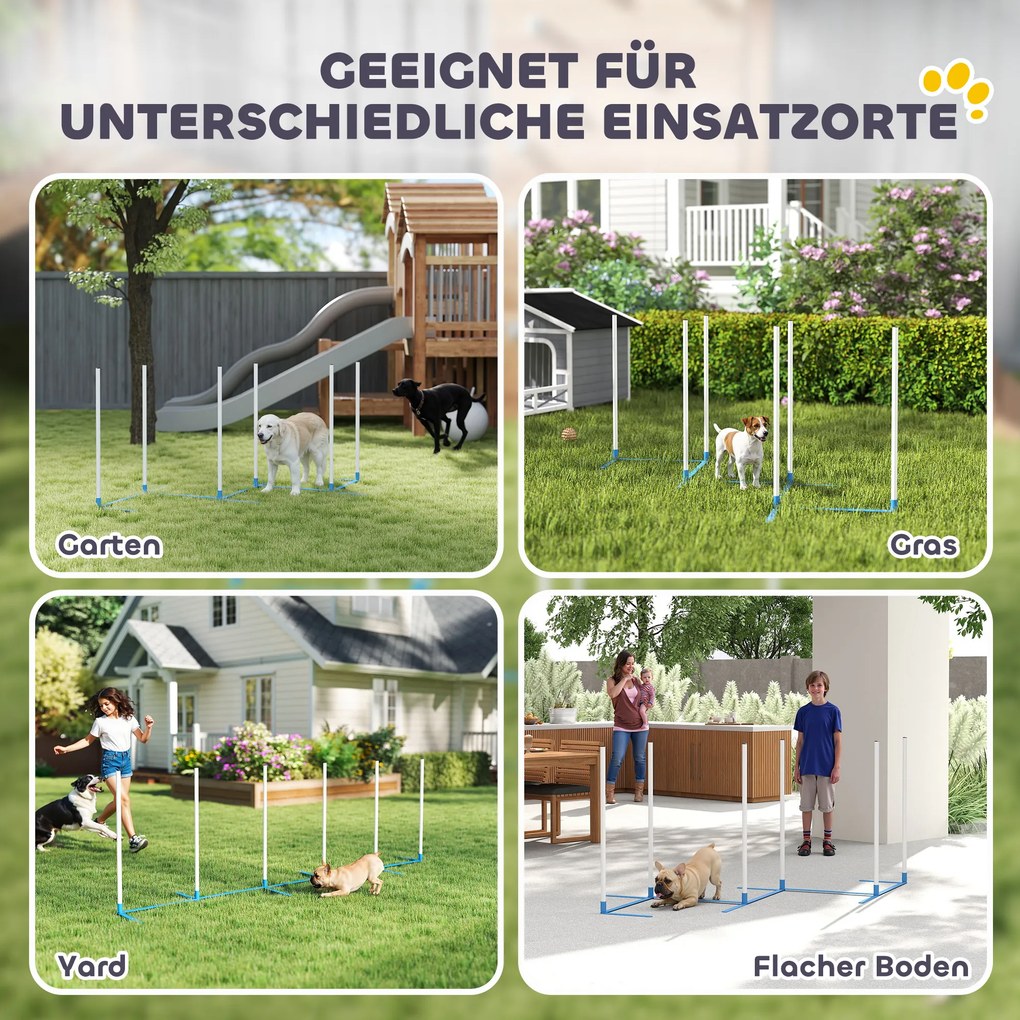 Sada pro trénink agility pro psy PawHut s pytlem z polyesteru 600D bílo modrá 305 x 60 x 94 cm pro psí sporty | Aosom.de