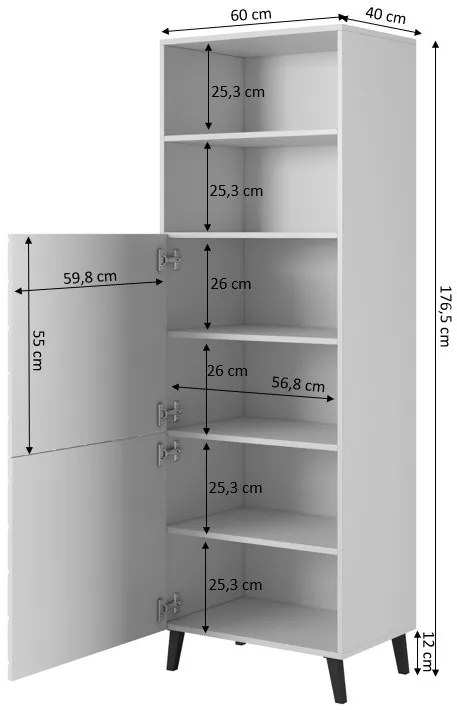 Vitrína ABETO 100 cm šedá