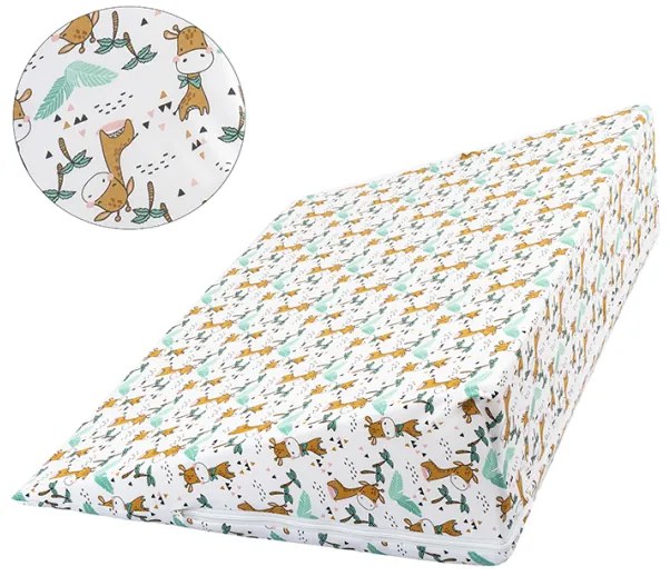 Bellatex Klínový podhlavník 80x50x20 cm Žirafa Béžová,Zelená,Bílá