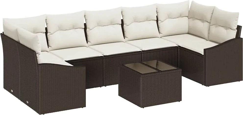 Set pohovek 8 ks Hnědá a krémová polyratan 3355307