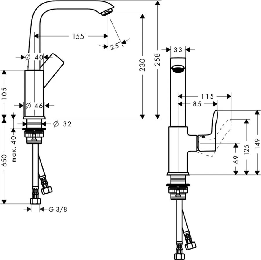 Hansgrohe Metris New, páková umyvadlová baterie 230 s odtokovou soupravou Push-Open, chromová, 31187000
