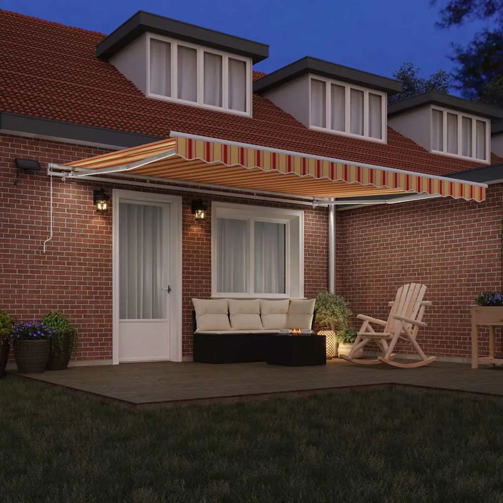 Stahovací markýza Žlutá a oranžová 450 × 300 cm Látka a hliník 3330900