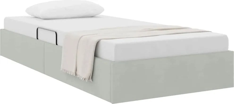 Postel s úložným prostorem Světle šedá 100 x 190 cm Samet 3370130