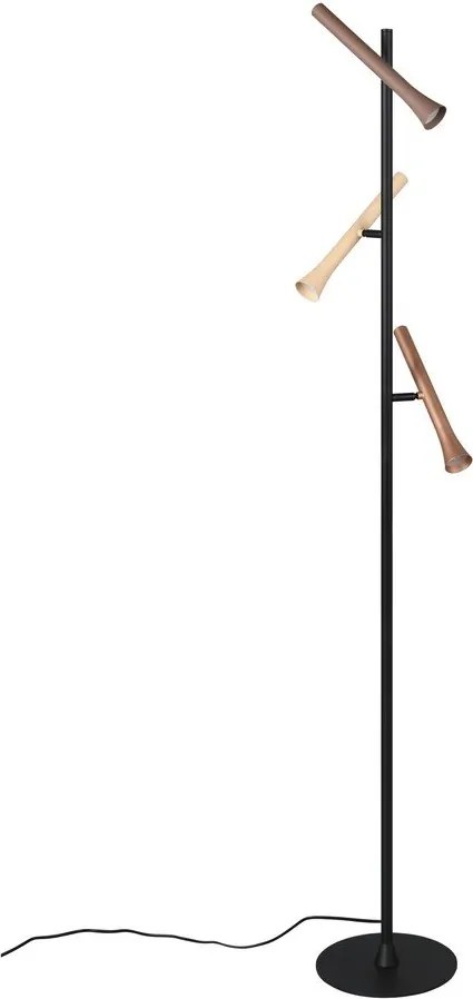 Černá LED stojací lampa s kovovým stínidlem (výška 150 cm) Fiato – Trio
