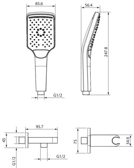 Cersanit S951-513 - Sprchová sada LARGA černá