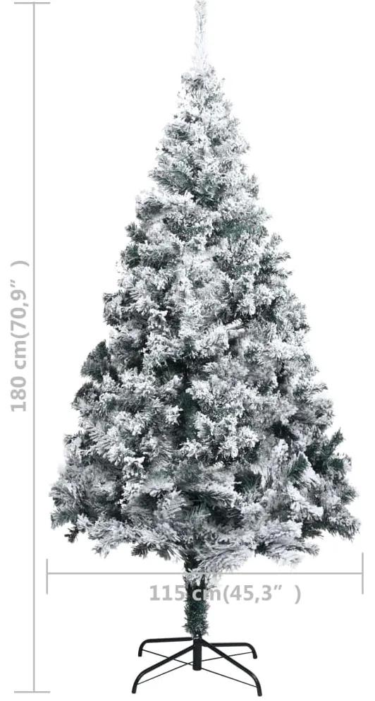 vidaXL Umělý vánoční stromeček zasněžený zelený 180 cm PVC